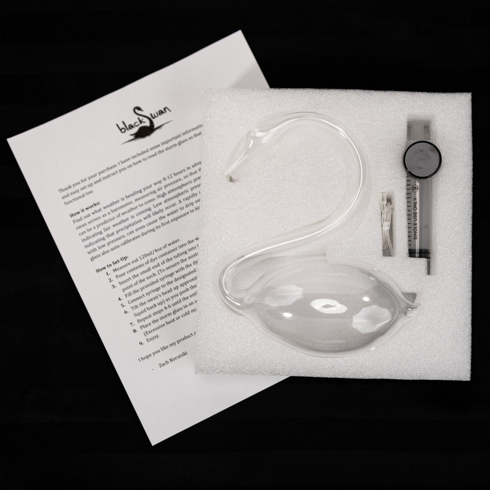 Black Swan Storm Glass Barometer – Blackswan Hourglass